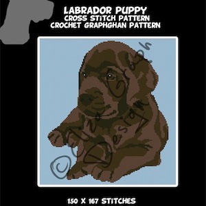 Labrador Puppy CROSS STITCH Pattern, CROCHET Graphghan Blanket Pattern ...