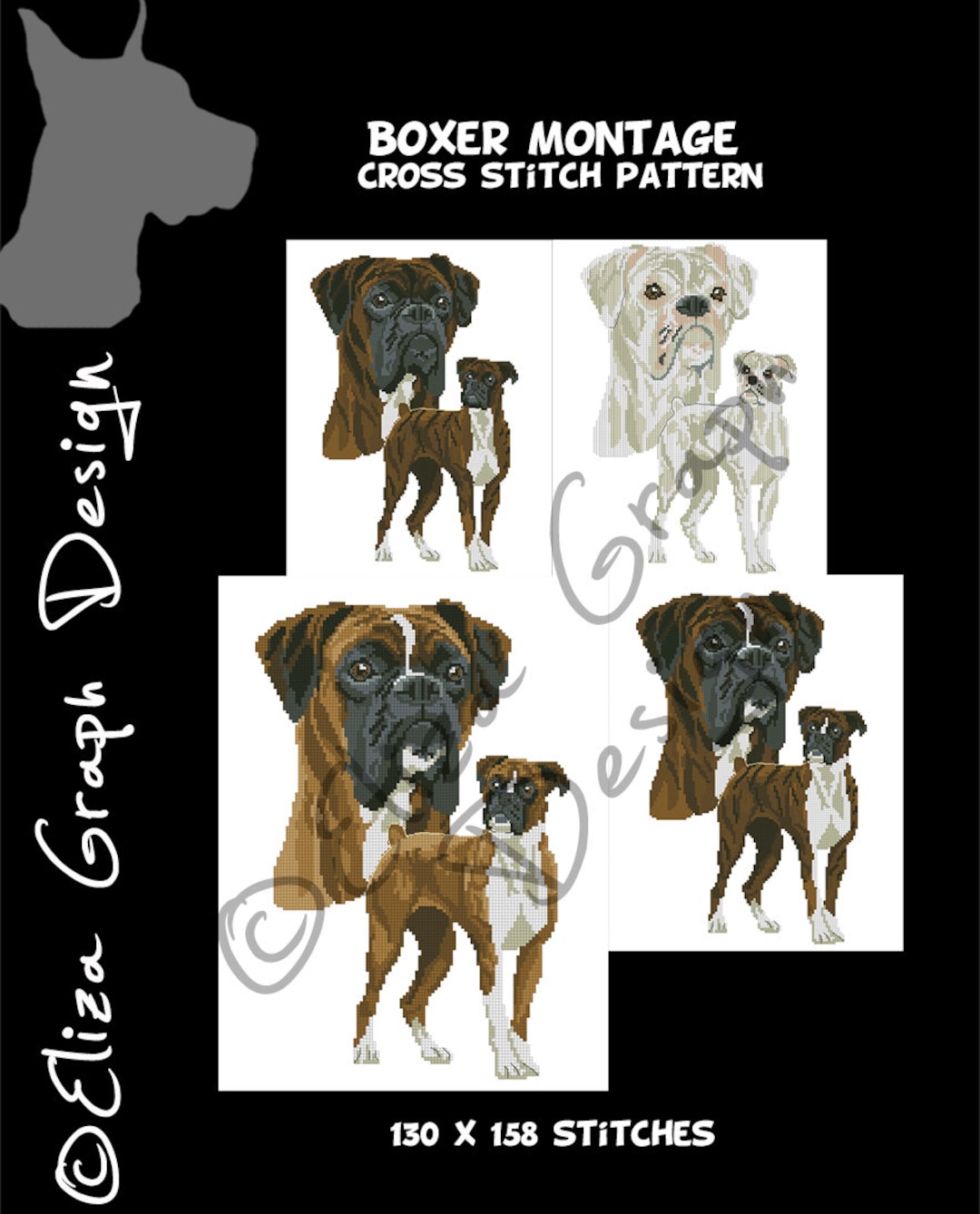 Boxer CROSS STITCH Pattern, Boxer Dog Counted Cross Stitch Pattern - Etsy