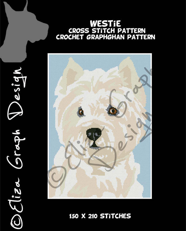 Westie CROSS STITCH Pattern, CROCHET Graphghan Blanket Pattern - Etsy