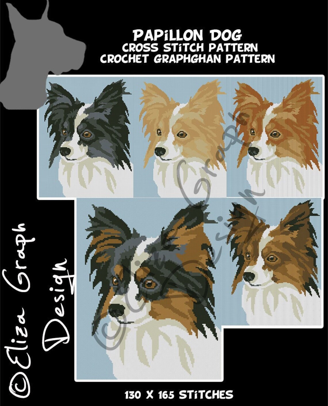 Papillon Dog CROSS STITCH Pattern, CROCHET Graphghan Blanket Pattern - Etsy