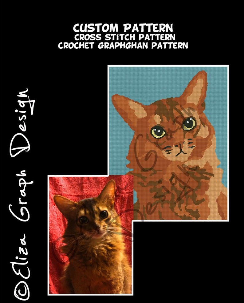 Custom Cat CROSS STITCH Pattern, CROCHET Graphghan Blanket Pattern - Etsy