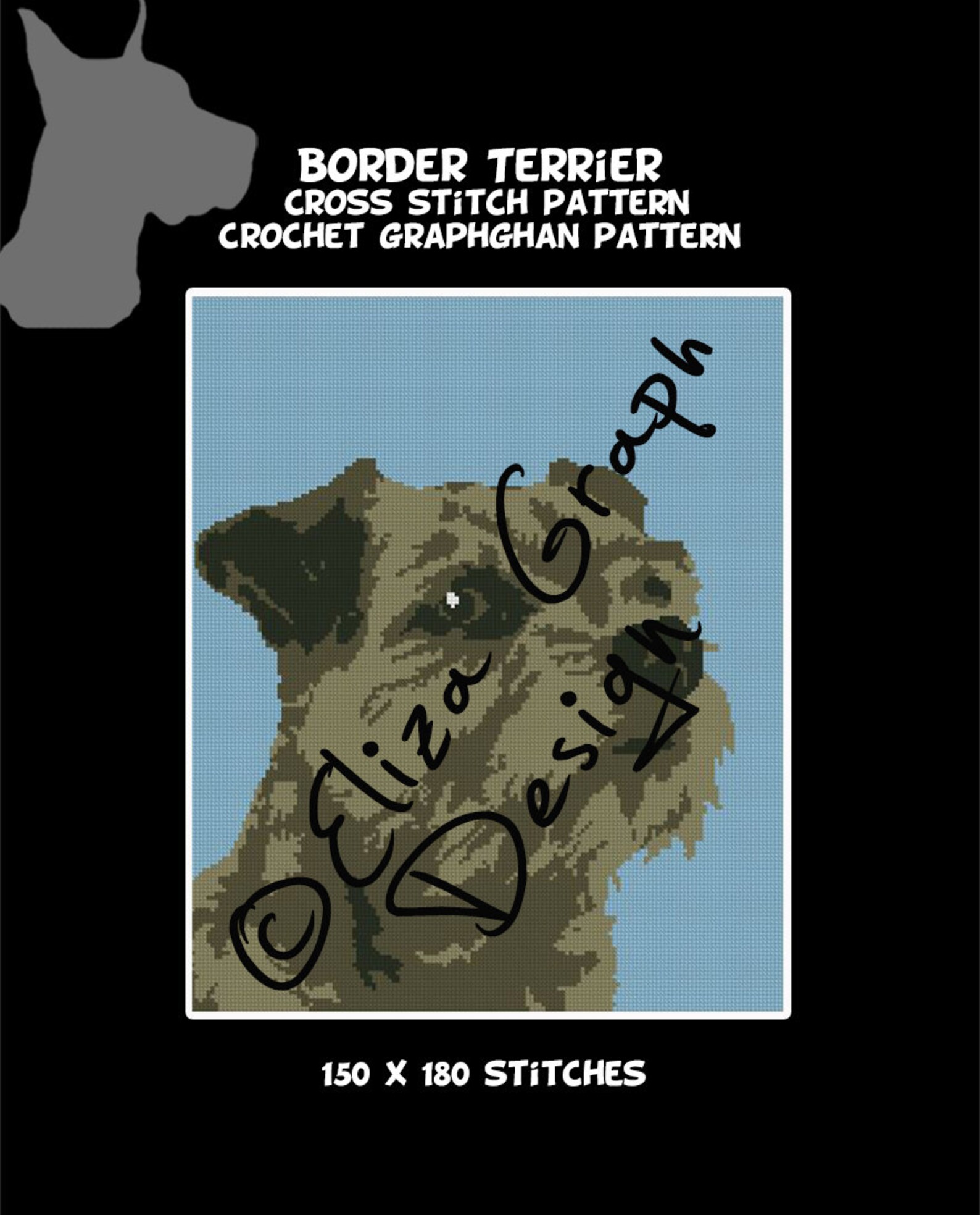 Border Terrier CROSS STITCH Pattern, CROCHET Graphghan Blanket Pattern ...