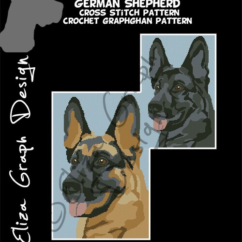German Shepherd CROSS STITCH Pattern CROCHET Graphghan - Etsy