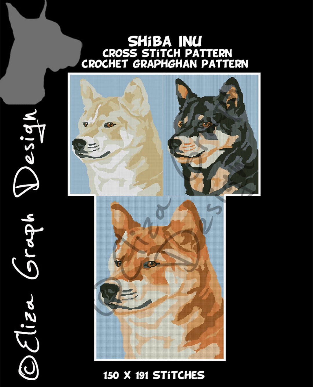 Shiba Inu CROSS STITCH Pattern, CROCHET Graphghan Blanket Pattern - Etsy