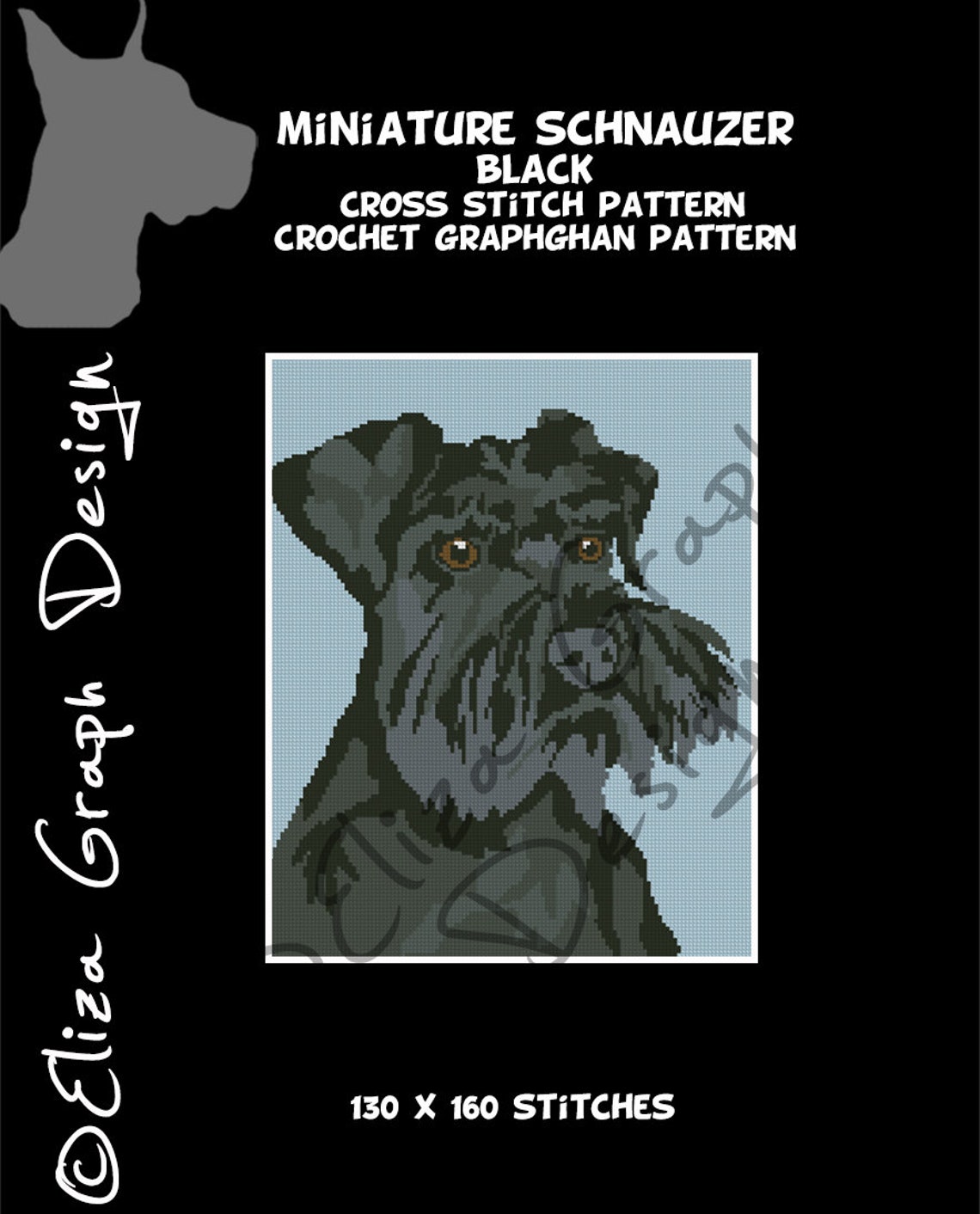 Miniature Schnauzer CROSS STITCH Pattern CROCHET Graphghan - Etsy