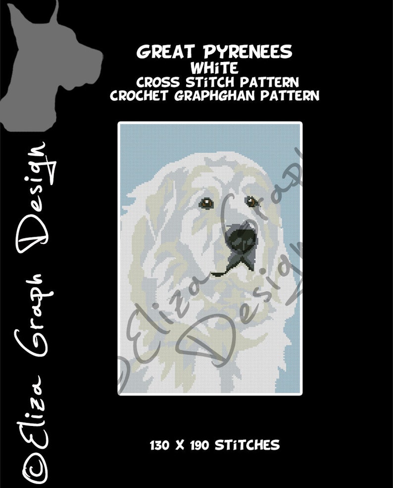Great Pyrenees CROSS STITCH Pattern, CROCHET Graphghan Blanket Pattern ...