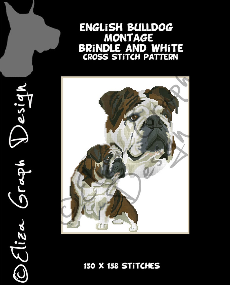 English Bulldog CROSS STITCH Pattern, Boxer Dog Counted Cross Stitch ...