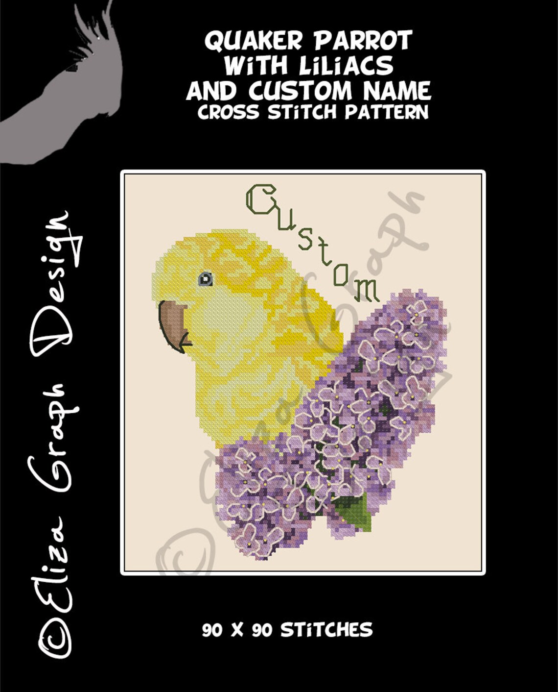 Custom Quaker Parrot Cross Stitch Pattern, With Chooseable Flowers and ...