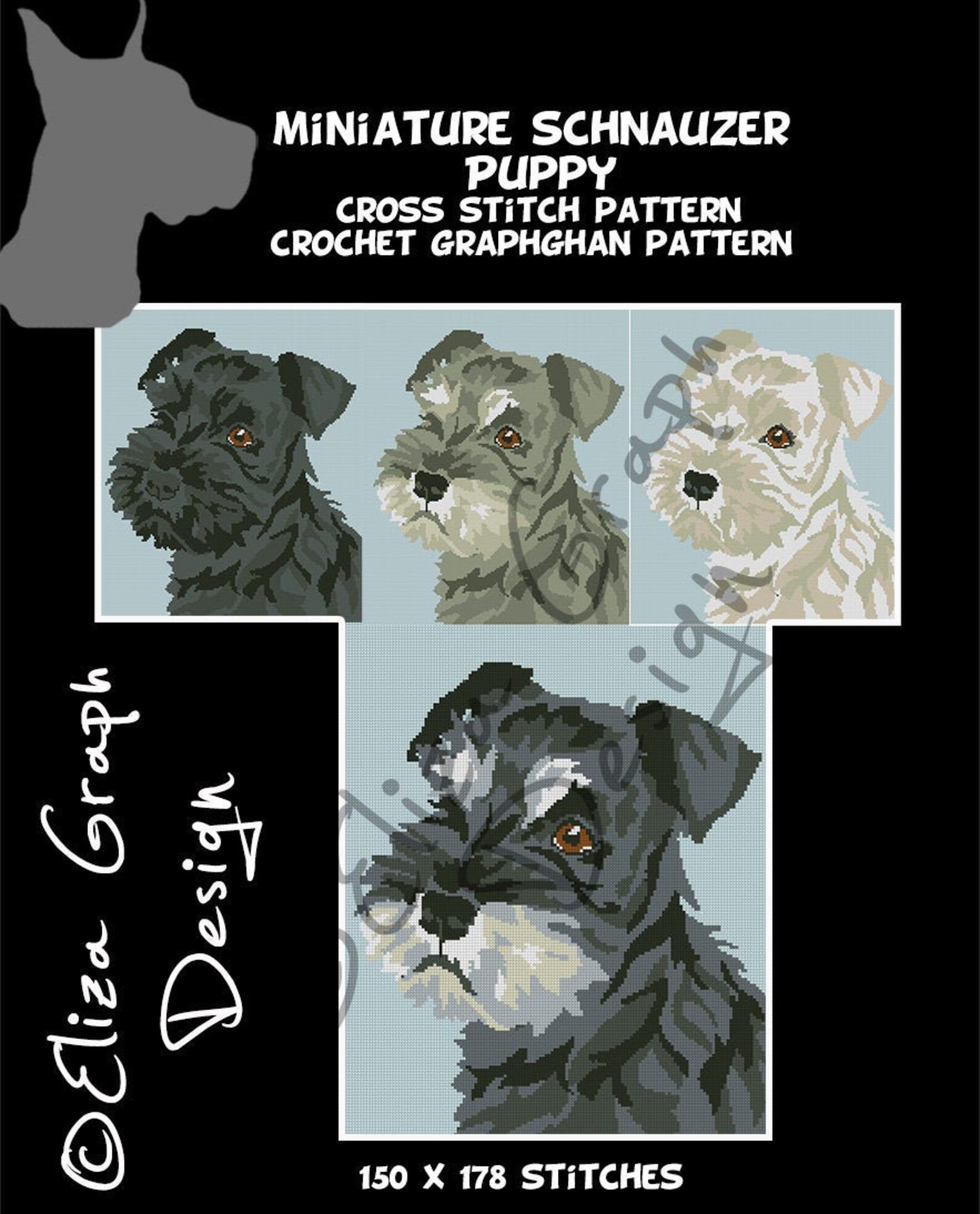 Miniature Schnauzer Puppy CROSS STITCH Pattern CROCHET - Etsy