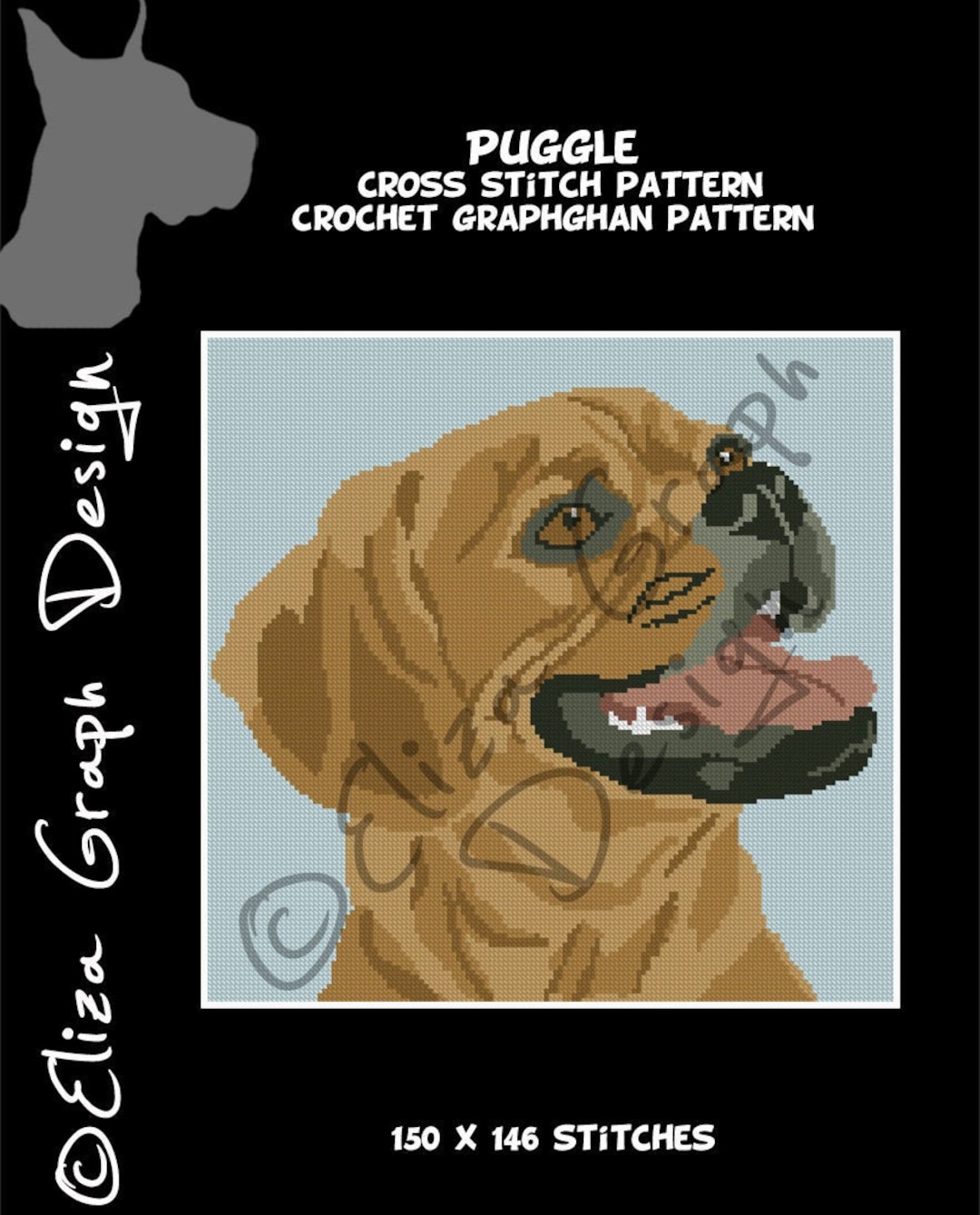 Puggle CROSS STITCH Pattern, CROCHET Graphghan Blanket Pattern - Etsy