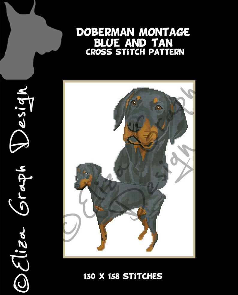Doberman CROSS STITCH Pattern, Doberman Dog Counted Montage Cross ...