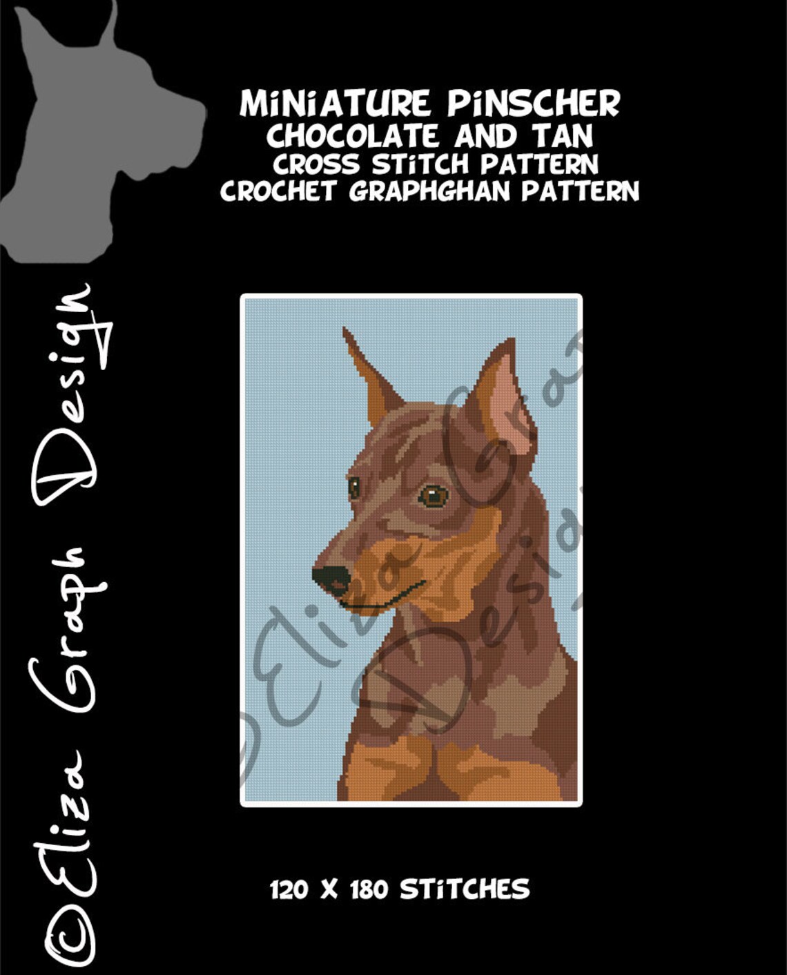 Miniature Pinscher CROSS STITCH Pattern, CROCHET Graphghan Blanket ...