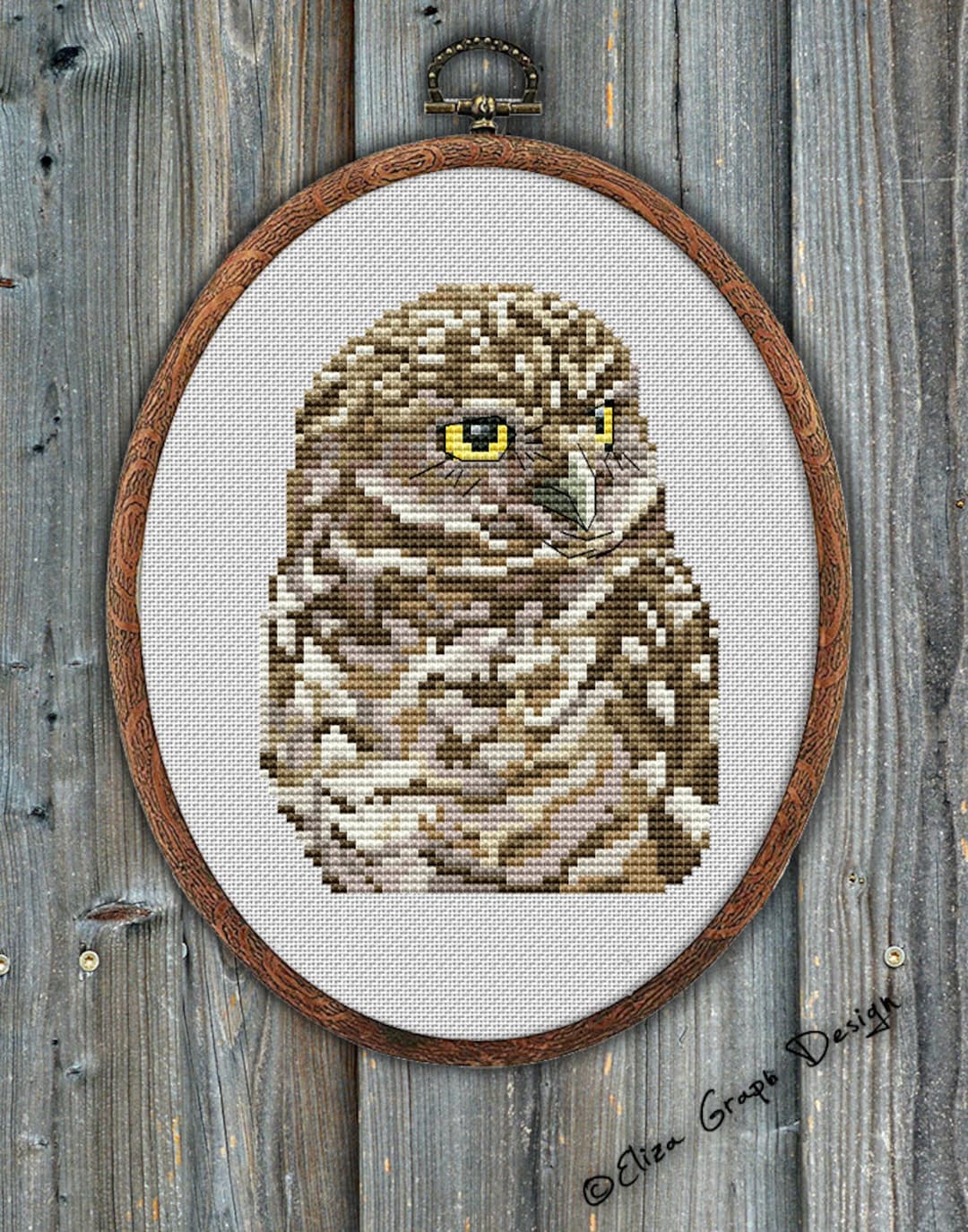 Burrowing Owl Counted Cross Stitch Pattern PDF, Bird DIY Easy Small Owl ...