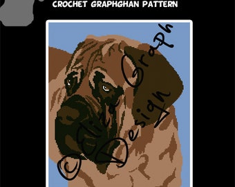 Bullmastiff CROSS STITCH Pattern CROCHET Graphghan Blanket | Etsy