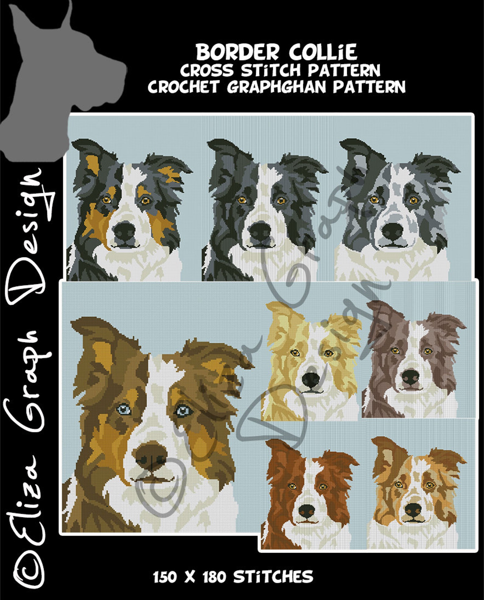 Border Collie CROSS STITCH Pattern CROCHET Graphghan Blanket - Etsy