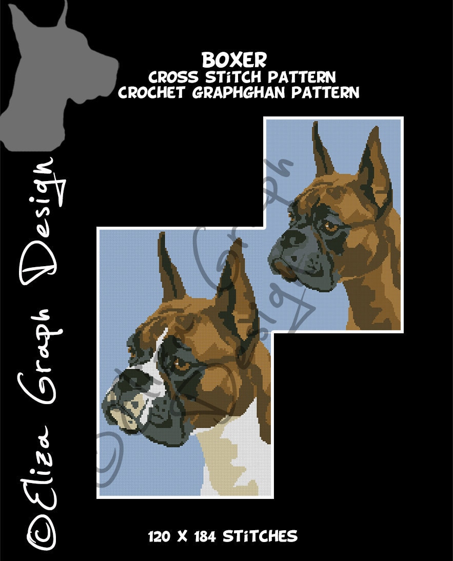 Boxer CROSS STITCH Pattern, CROCHET Graphghan Blanket Pattern - Etsy