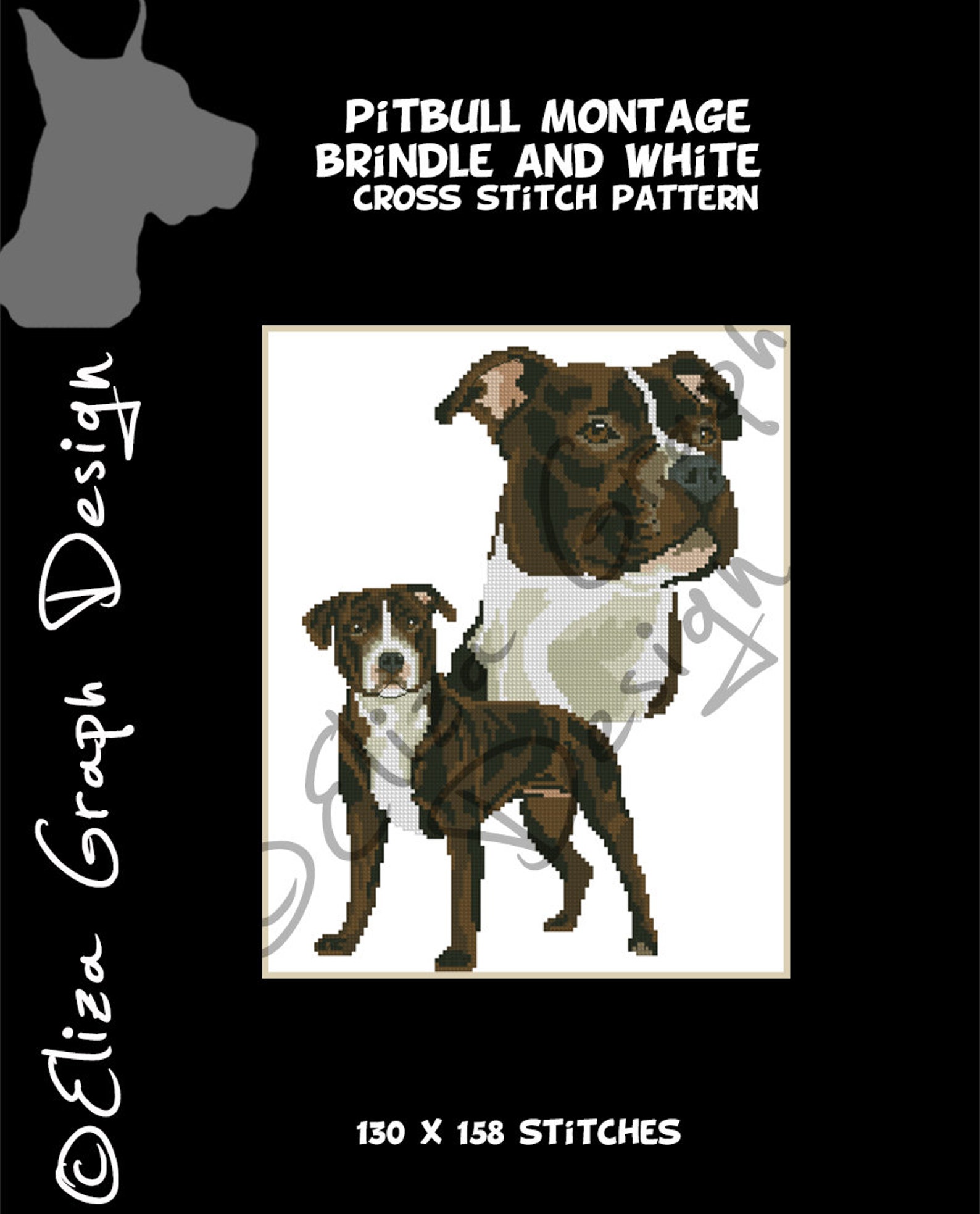 Pitbull CROSS STITCH Pattern, Pitbull Terrier Dog Counted Cross Stitch ...