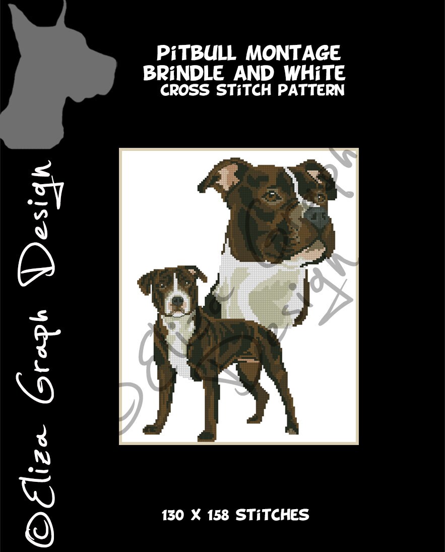 Pitbull CROSS STITCH Pattern, Pitbull Terrier Dog Counted Cross Stitch ...