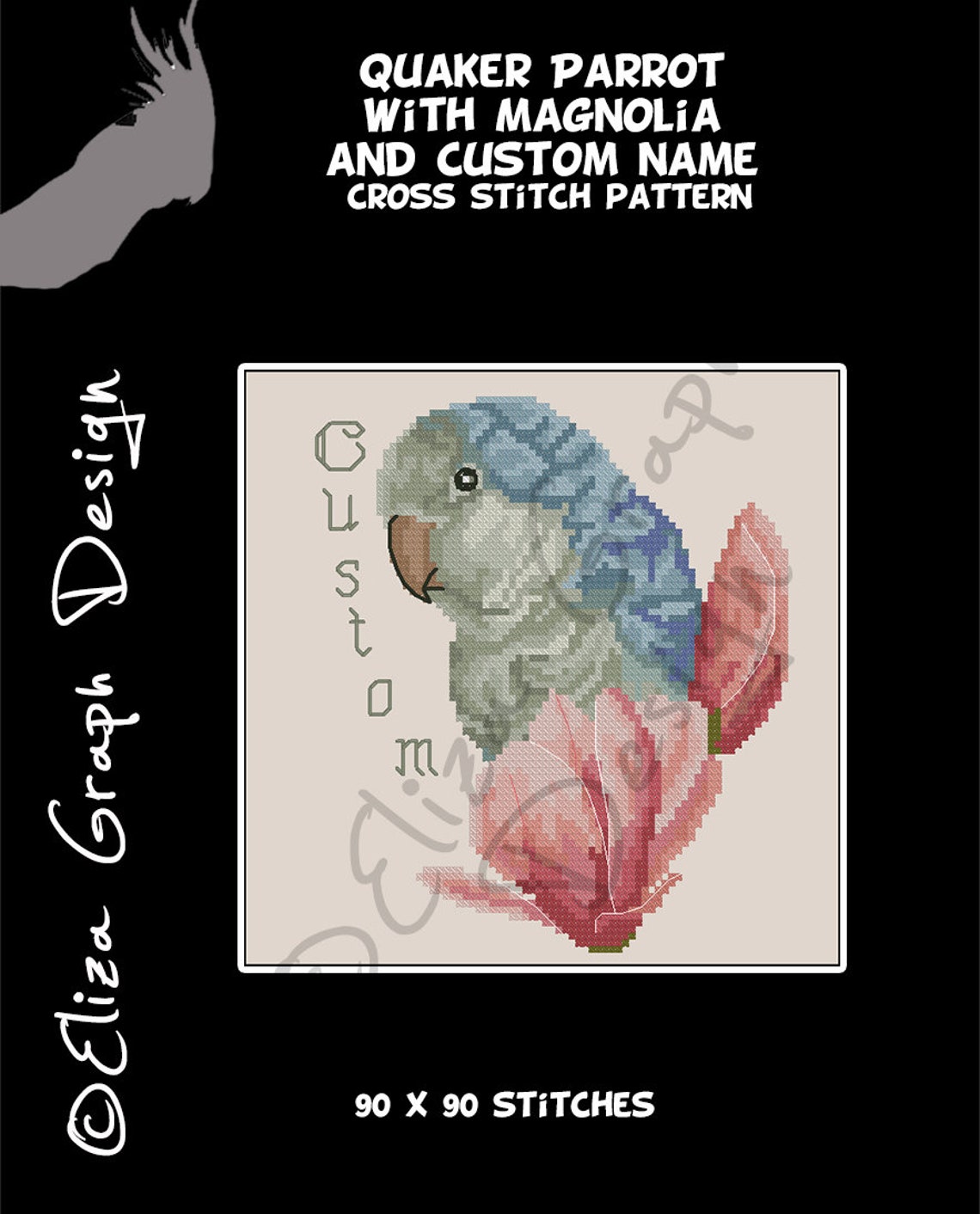 Custom Quaker Parrot Cross Stitch Pattern, With Chooseable Flowers and ...