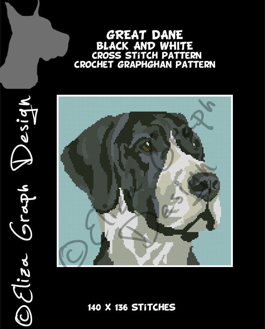 Great Dane CROSS STITCH Pattern CROCHET Graphghan Blanket - Etsy