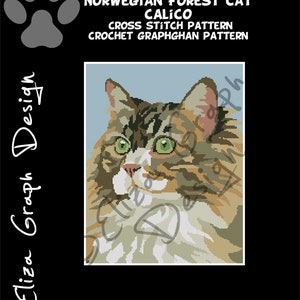 Norwegian Forest Cat CROSS STITCH Pattern, CROCHET Graphghan Blanket ...