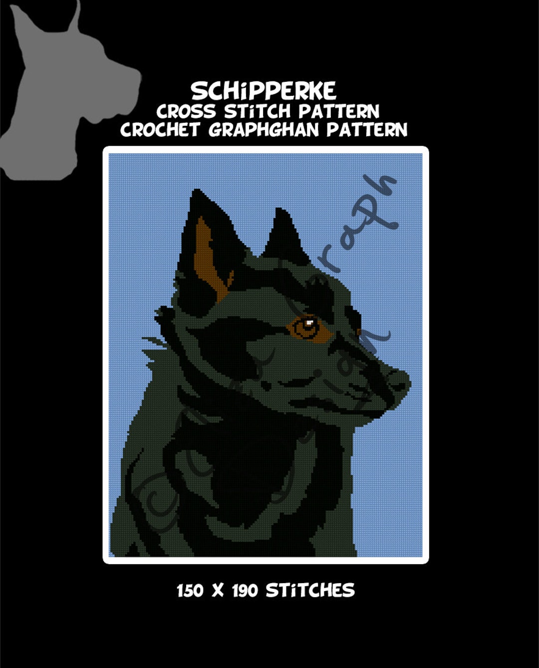 Schipperke CROSS STITCH Pattern, CROCHET Graphghan Blanket Pattern - Etsy