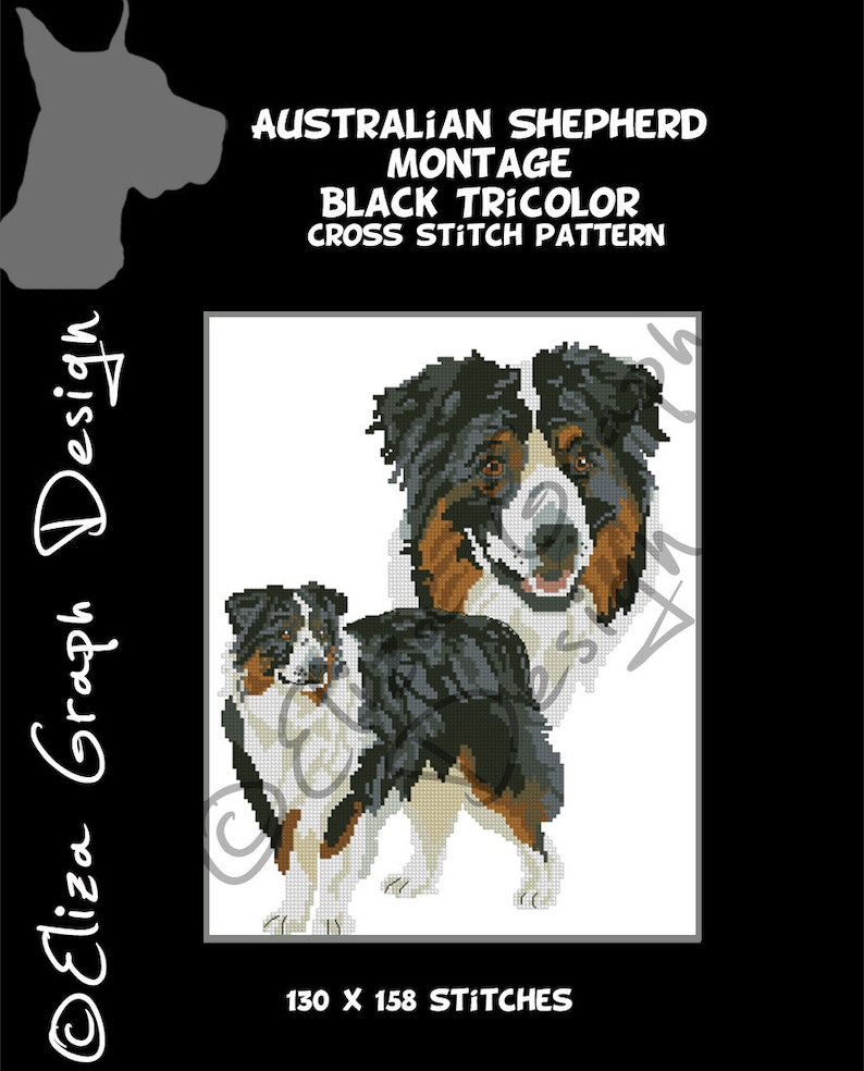 Australian Shepherd CROSS STITCH Pattern Aussie Dog Counted - Etsy