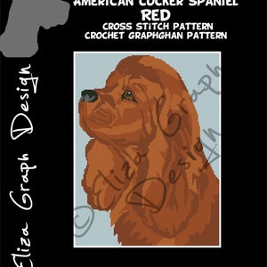 American Cocker Spaniel CROSS STITCH Pattern, CROCHET Graphghan Blanket ...