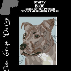 Staffordshire Bull Terrier CROSS STITCH Pattern, CROCHET Graphghan ...