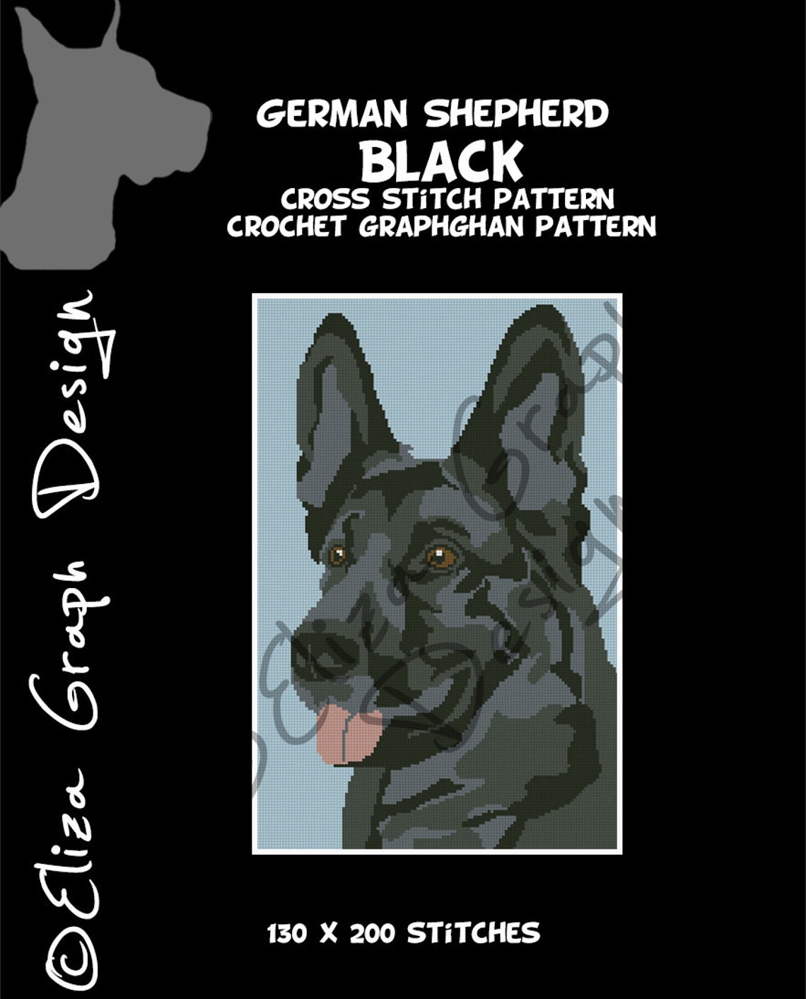 German Shepherd CROSS STITCH Pattern CROCHET Graphghan - Etsy