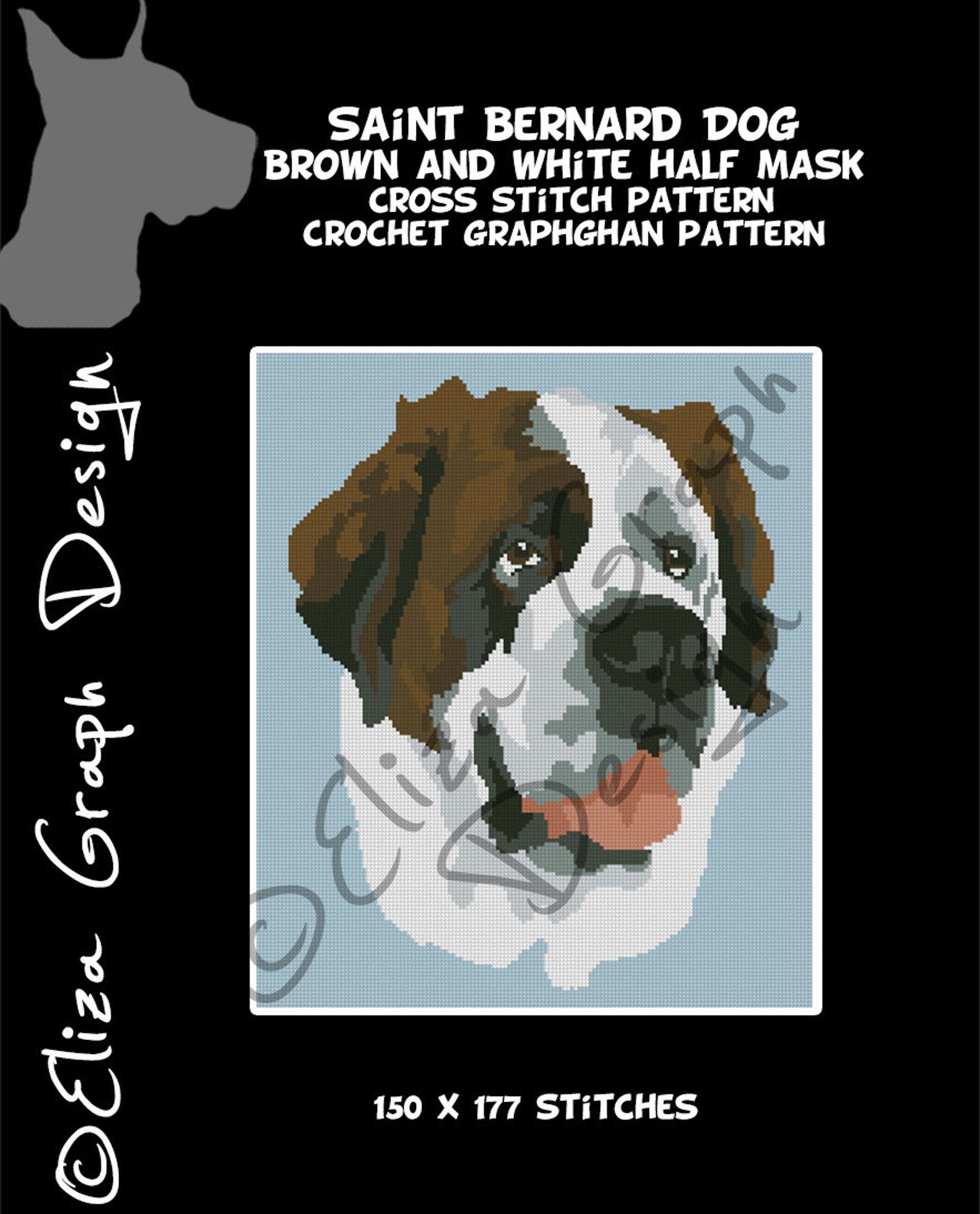 Saint Bernard Dog CROSS STITCH Pattern, CROCHET Graphghan Blanket ...