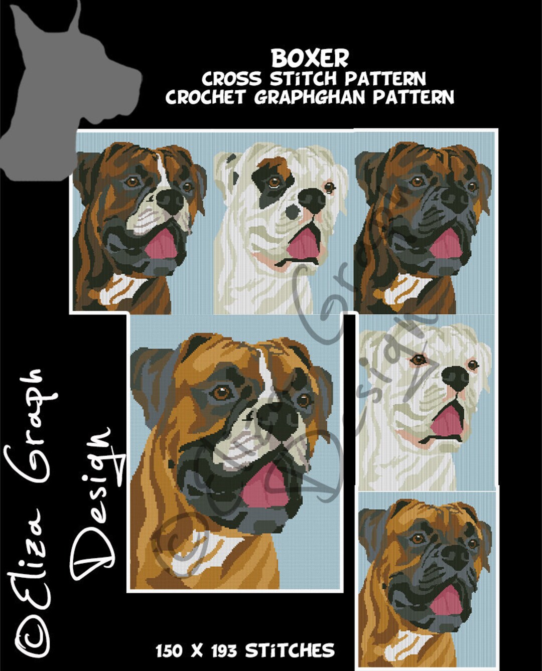 Boxer CROSS STITCH Pattern, CROCHET Graphghan Blanket Pattern - Etsy