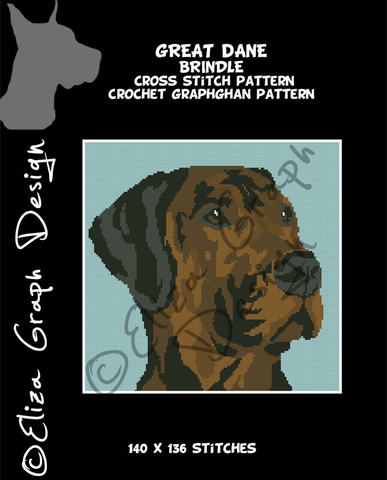 Great Dane CROSS STITCH Pattern, CROCHET Graphghan Blanket Pattern - Etsy