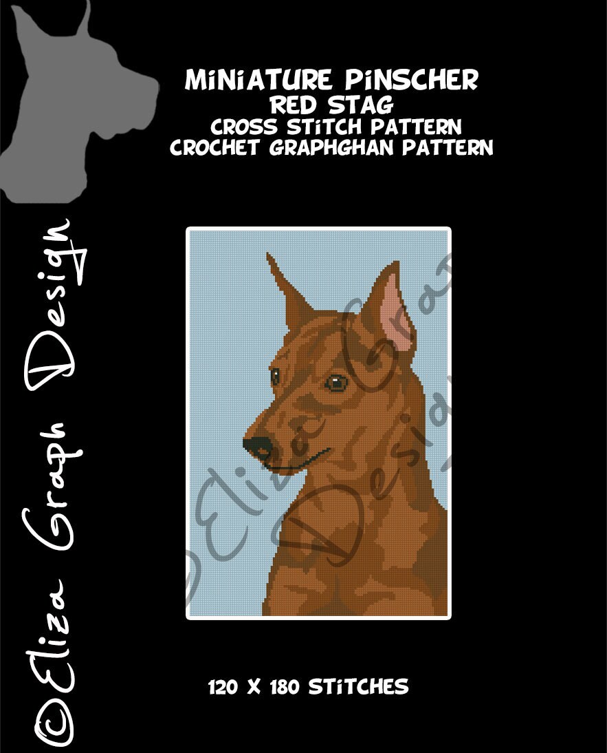 Miniature Pinscher CROSS STITCH Pattern, CROCHET Graphghan Blanket ...