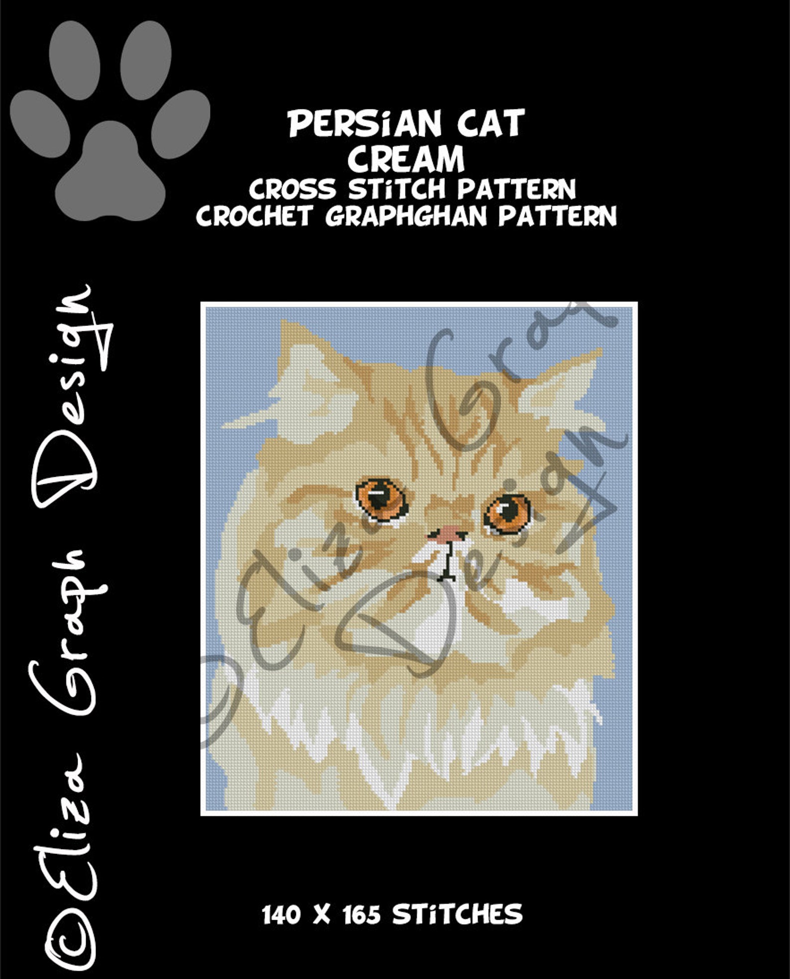 Persian Cat CROSS STITCH Pattern CROCHET Graphghan Blanket - Etsy