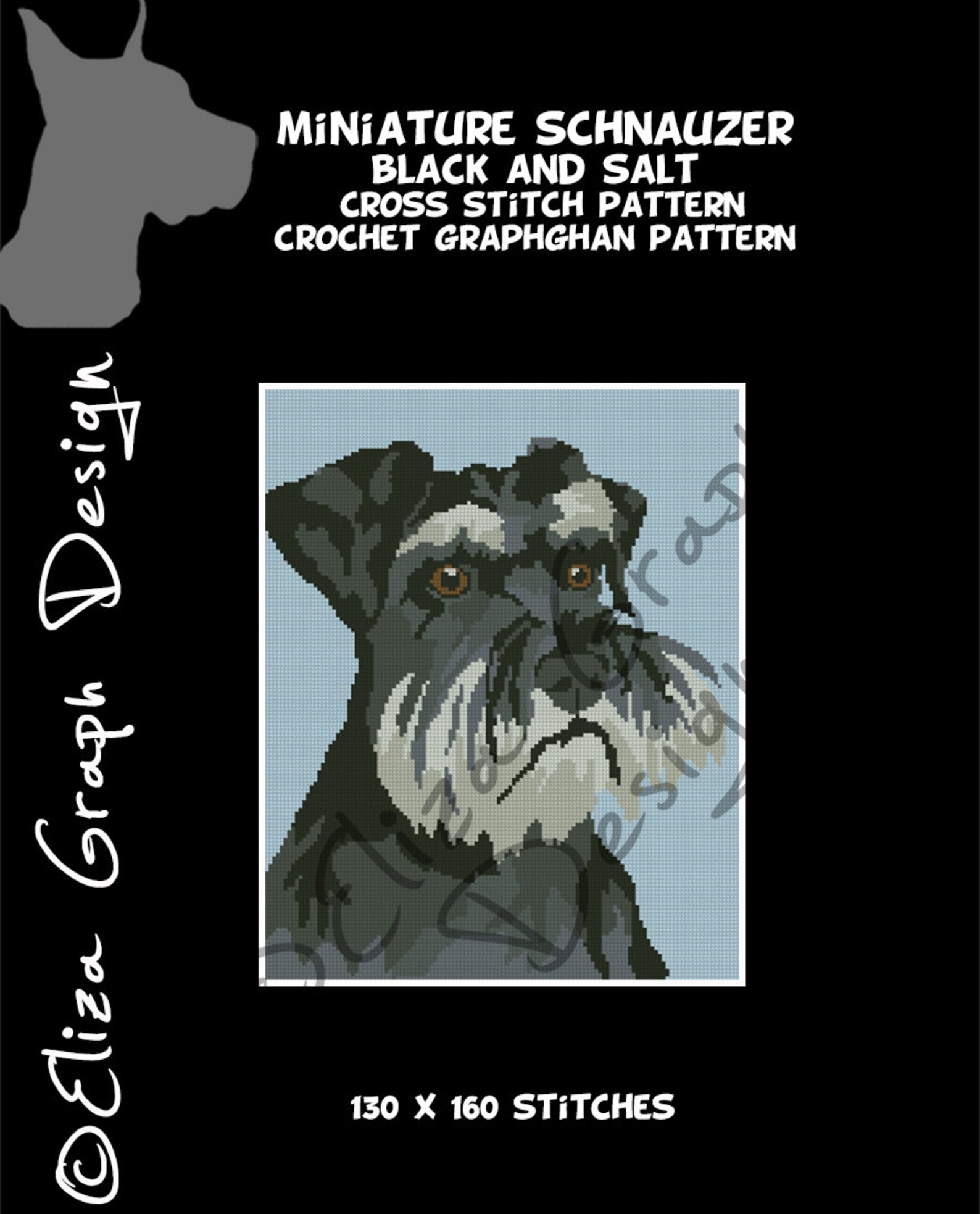Miniature Schnauzer CROSS STITCH Pattern CROCHET Graphghan - Etsy