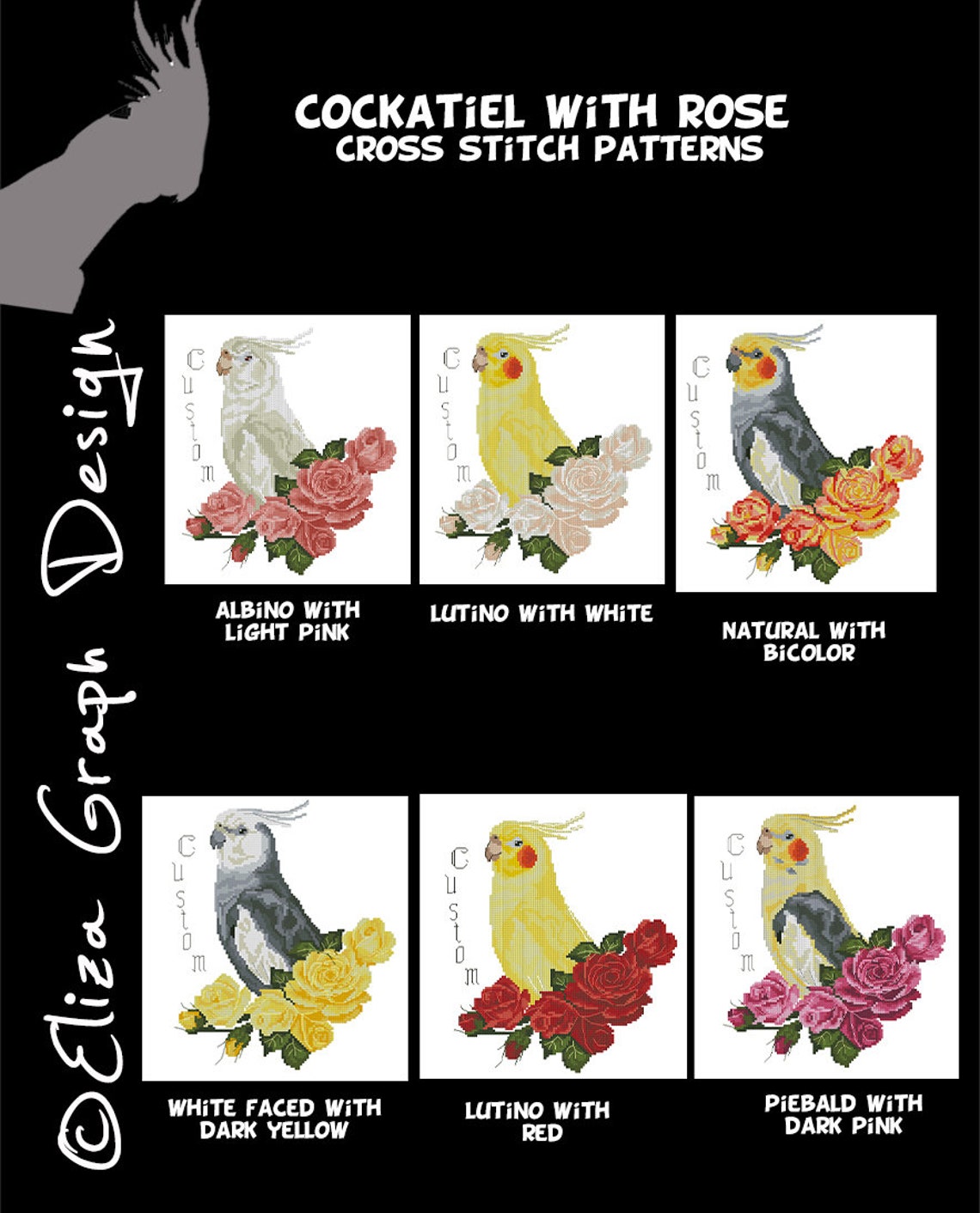 Custom Cockatiel Cross Stitch Pattern, With Chooseable Flowers and ...