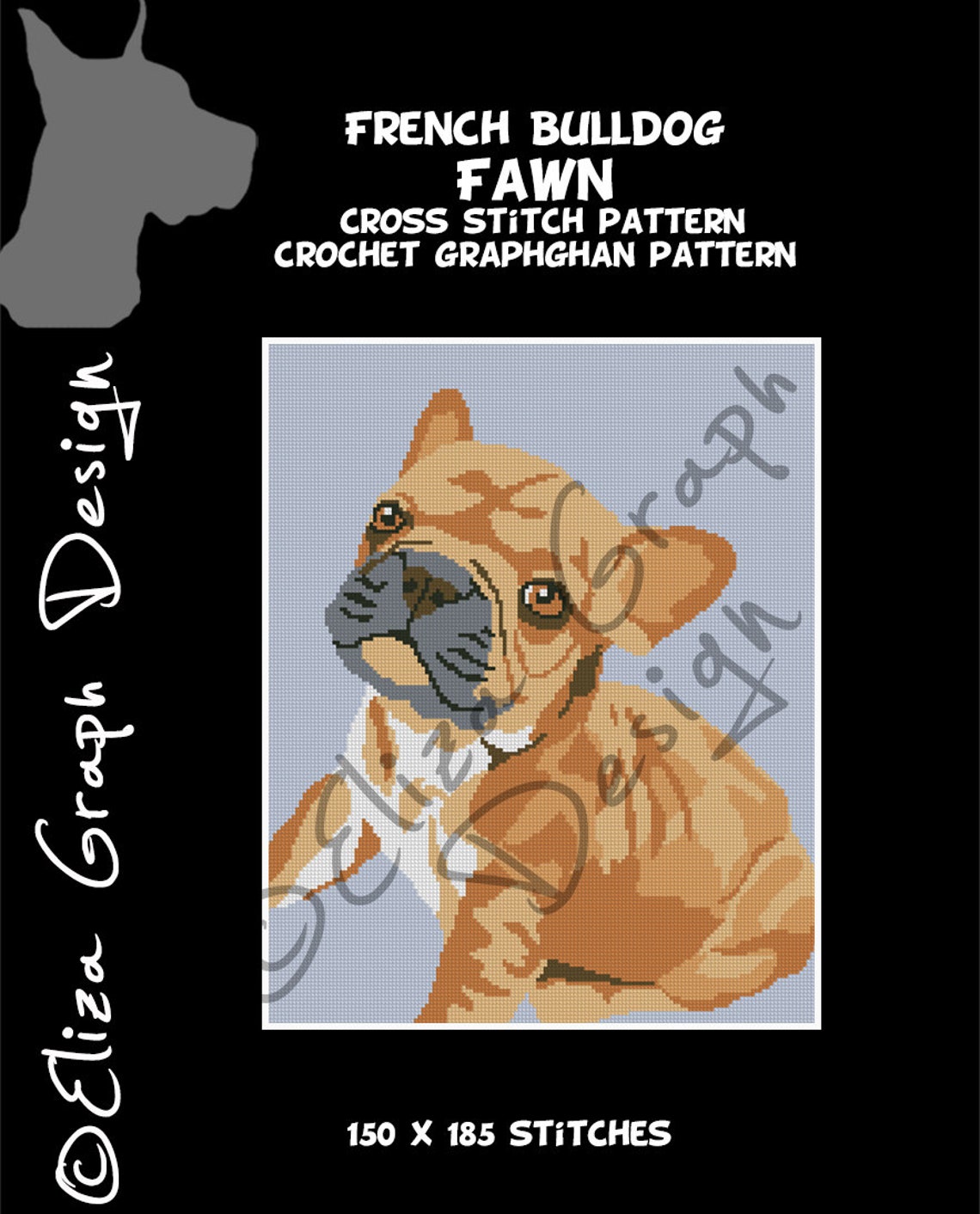 French Bulldog Puppy CROSS STITCH Pattern CROCHET Graphghan | Etsy