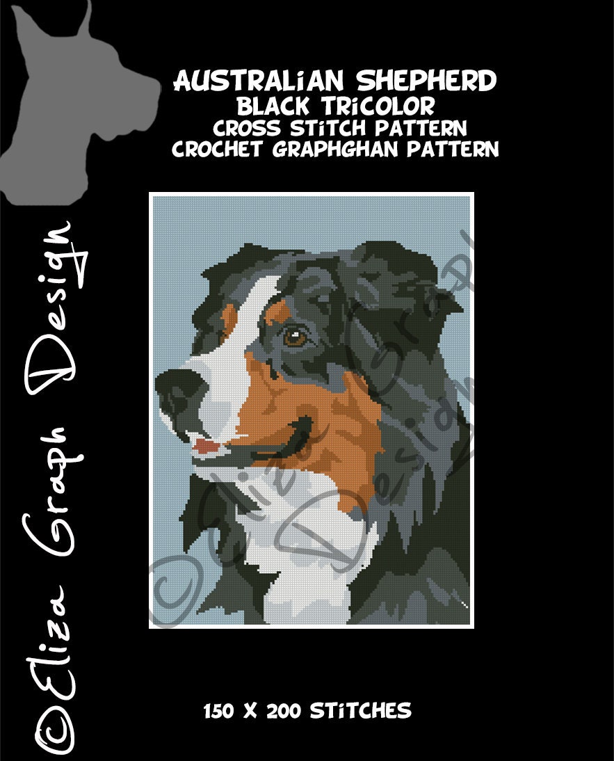 Australian Shepherd CROSS STITCH Pattern, CROCHET Graphghan Blanket ...