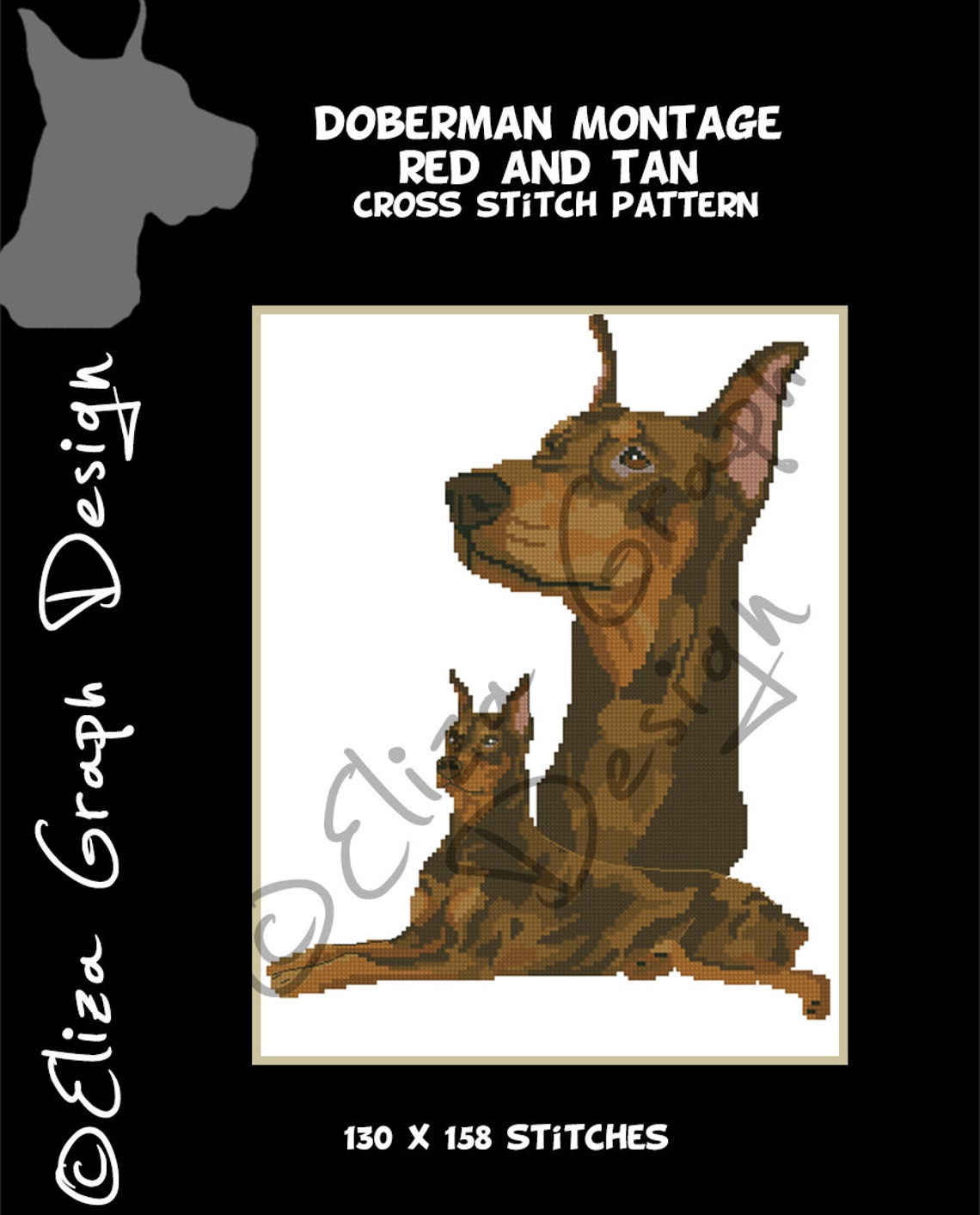Doberman CROSS STITCH Pattern Doberman Dog Counted Montage - Etsy