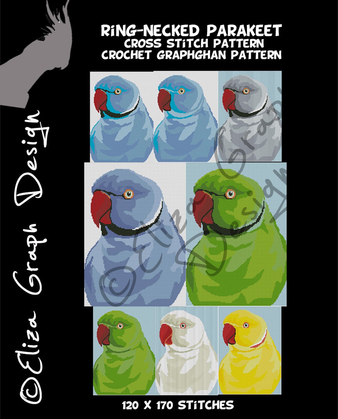 Ring-necked Parakeet CROSS STITCH Pattern, Indian Ringneck Parrot ...