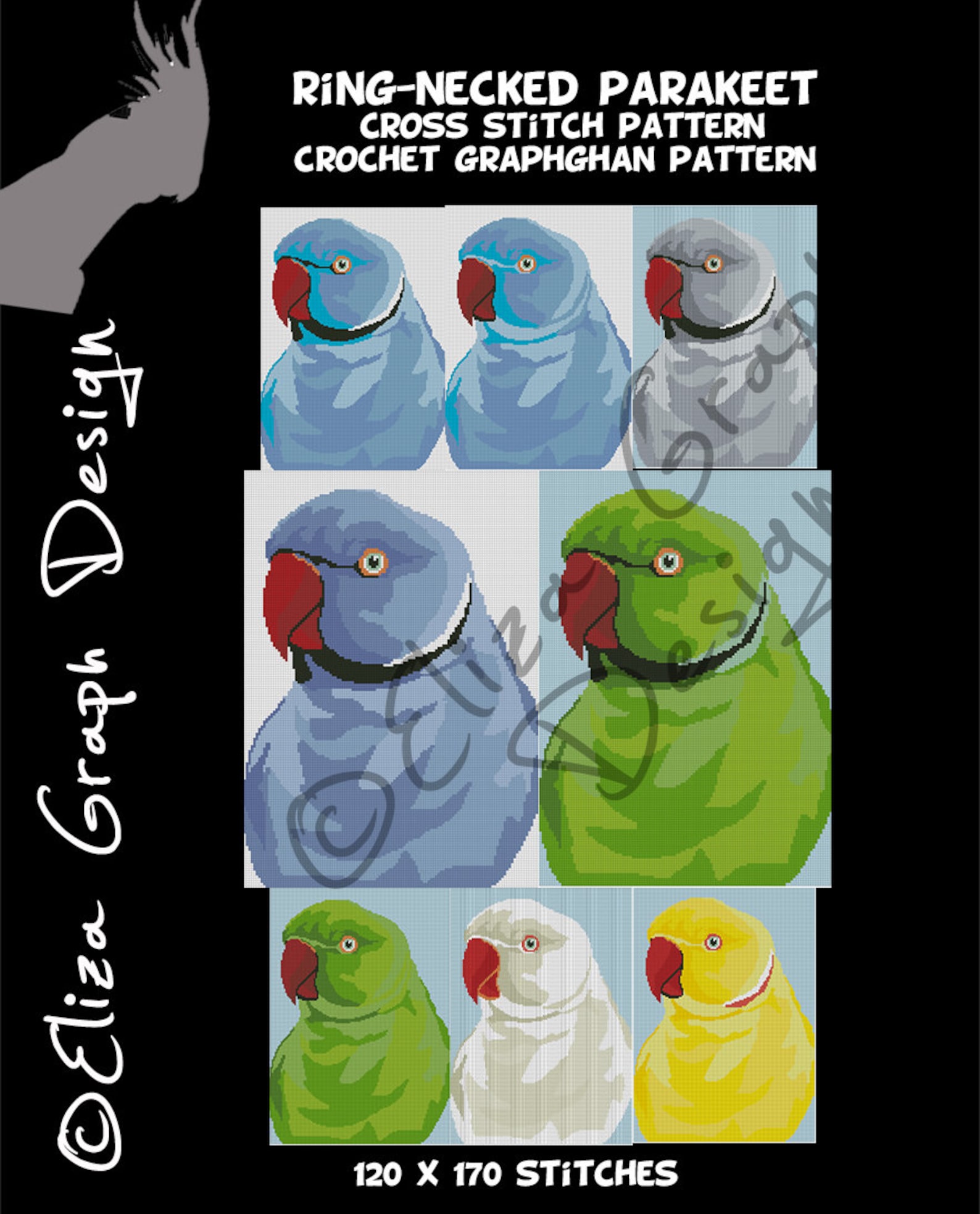 Ring-necked Parakeet CROSS STITCH Pattern, Indian Ringneck Parrot ...