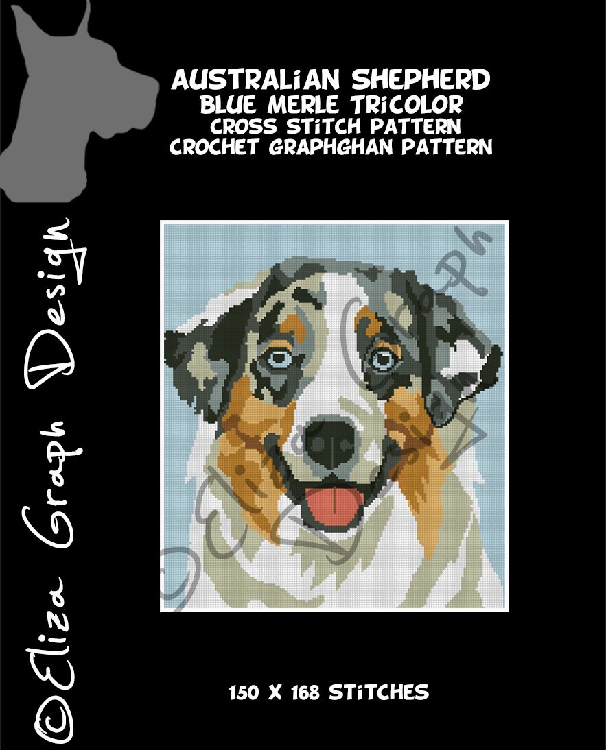 Australian Shepherd CROSS STITCH Pattern, CROCHET Graphghan Blanket ...