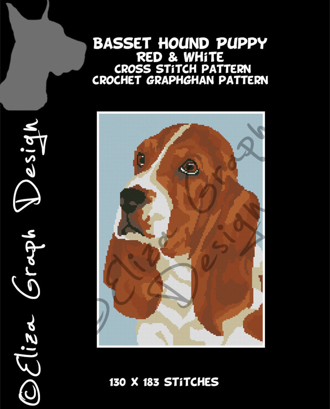 Basset Hound Puppy CROSS STITCH Pattern, CROCHET Graphghan Blanket ...