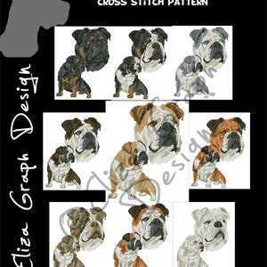 English Bulldog CROSS STITCH Pattern, Boxer Dog Counted Cross Stitch ...