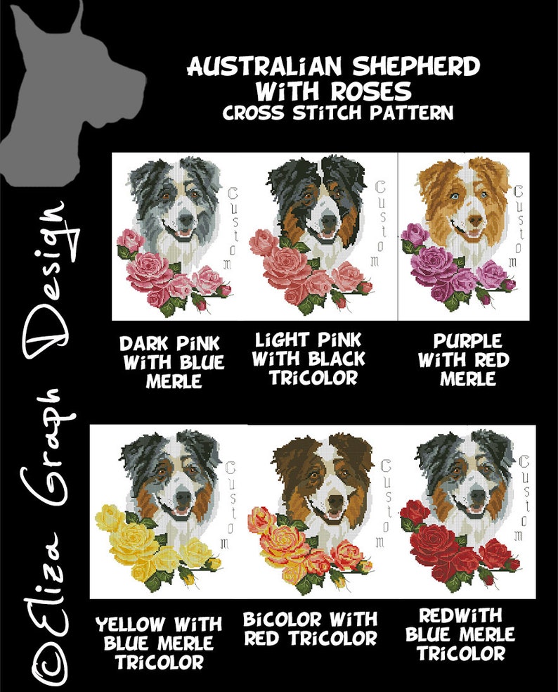 Custom Australian Shepherd Cross Stitch Pattern With - Etsy