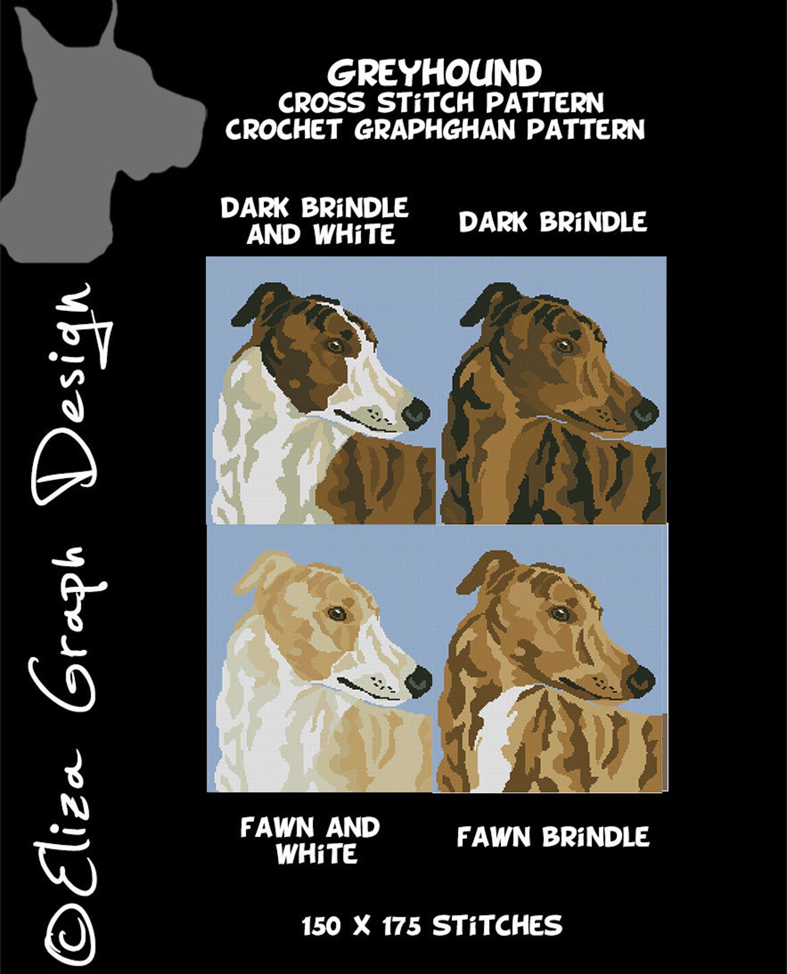 Greyhound Dog CROSS STITCH Pattern CROCHET Graphghan Blanket - Etsy