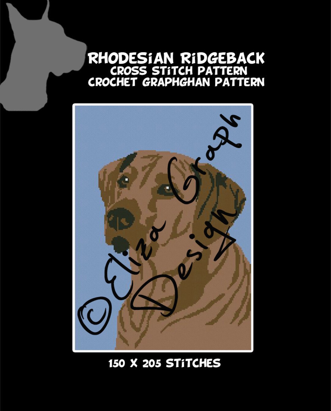 Rhodesian Ridgeback CROSS STITCH Pattern, CROCHET Graphghan Blanket ...