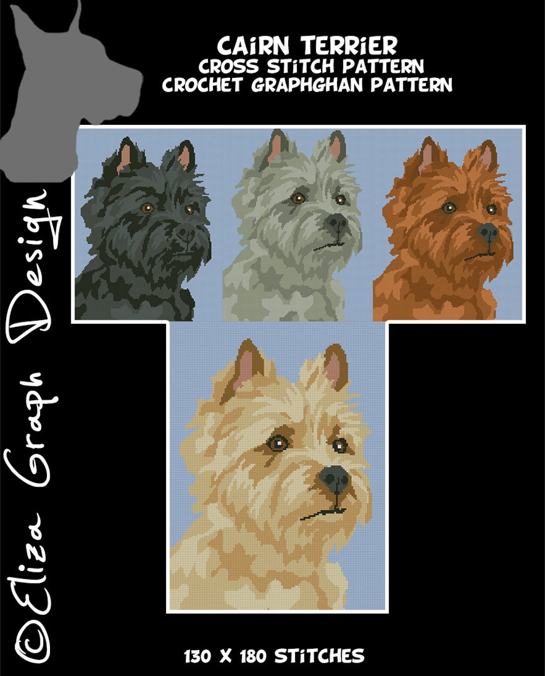 Cairn Terrier CROSS STITCH Pattern, CROCHET Graphghan Blanket Pattern ...