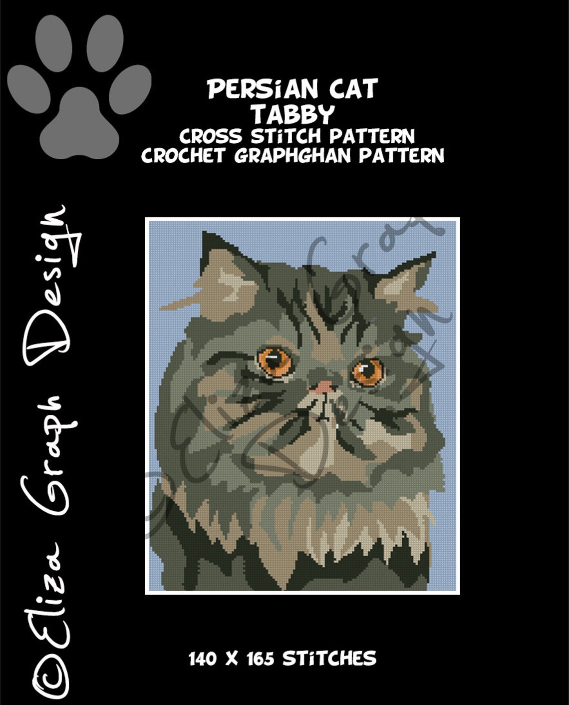 Persian Cat CROSS STITCH Pattern CROCHET Graphghan Blanket - Etsy